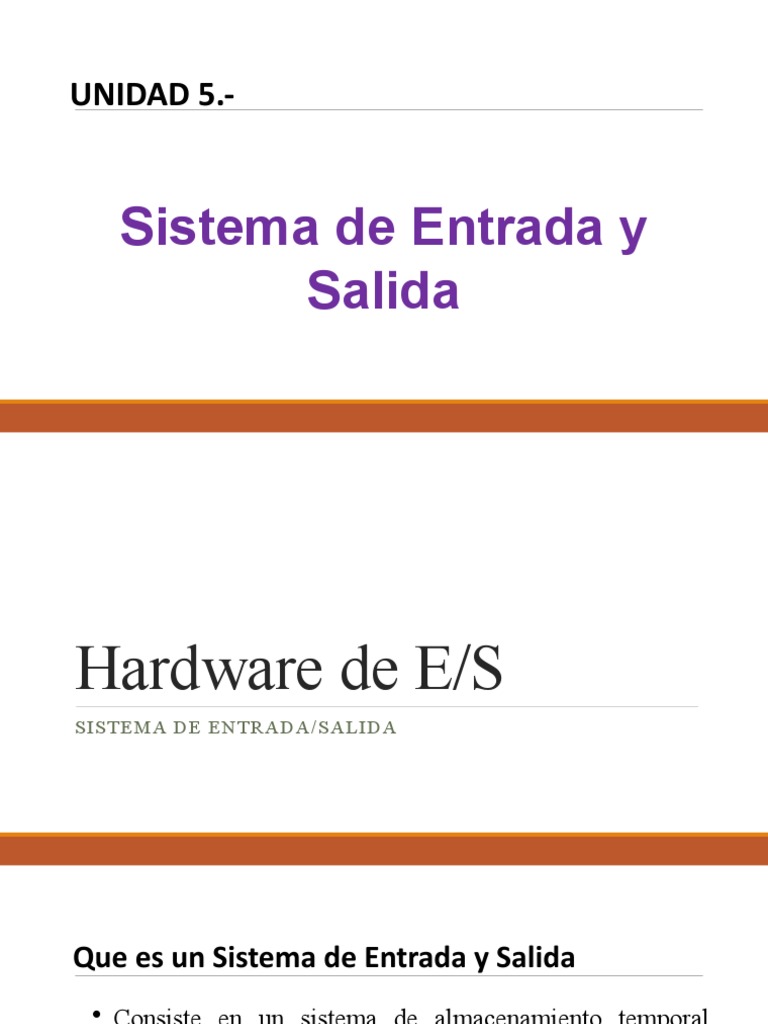 Unidad 5 - Sistema de Entrada - Salida | PDF | De entrada y salida | Hardware de la computadora