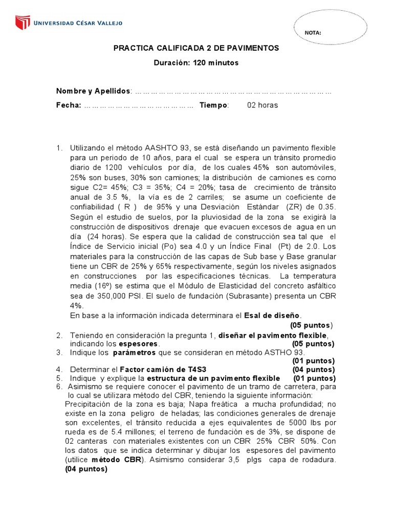 PRACTICA CALIFICADA 2 DE PAVIMENTOS Act 3 | PDF
