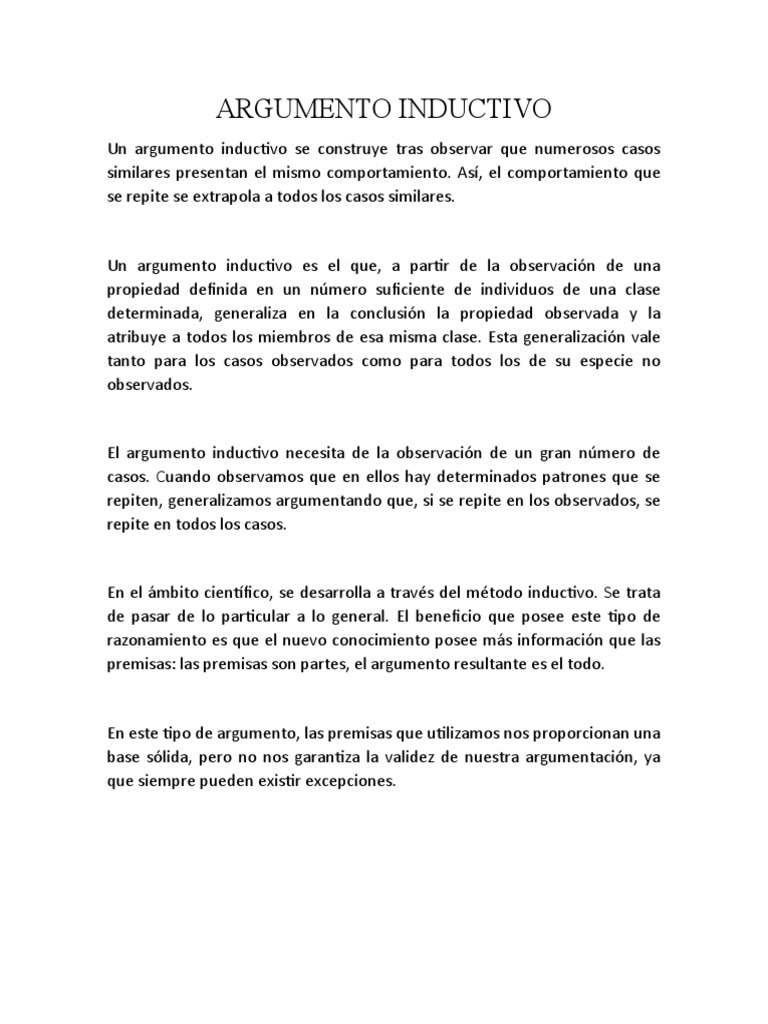 Argumento Inductivo | PDF | Razonamiento inductivo | Argumento