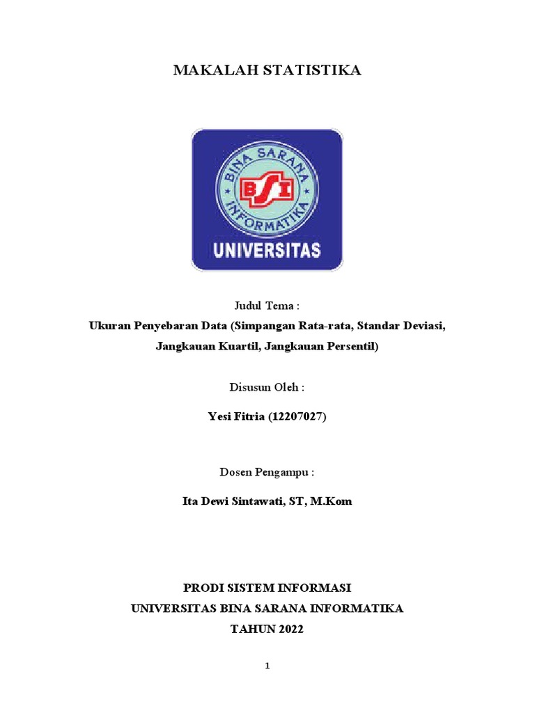Makalah Statistika BSI SEMESTER 3 | PDF