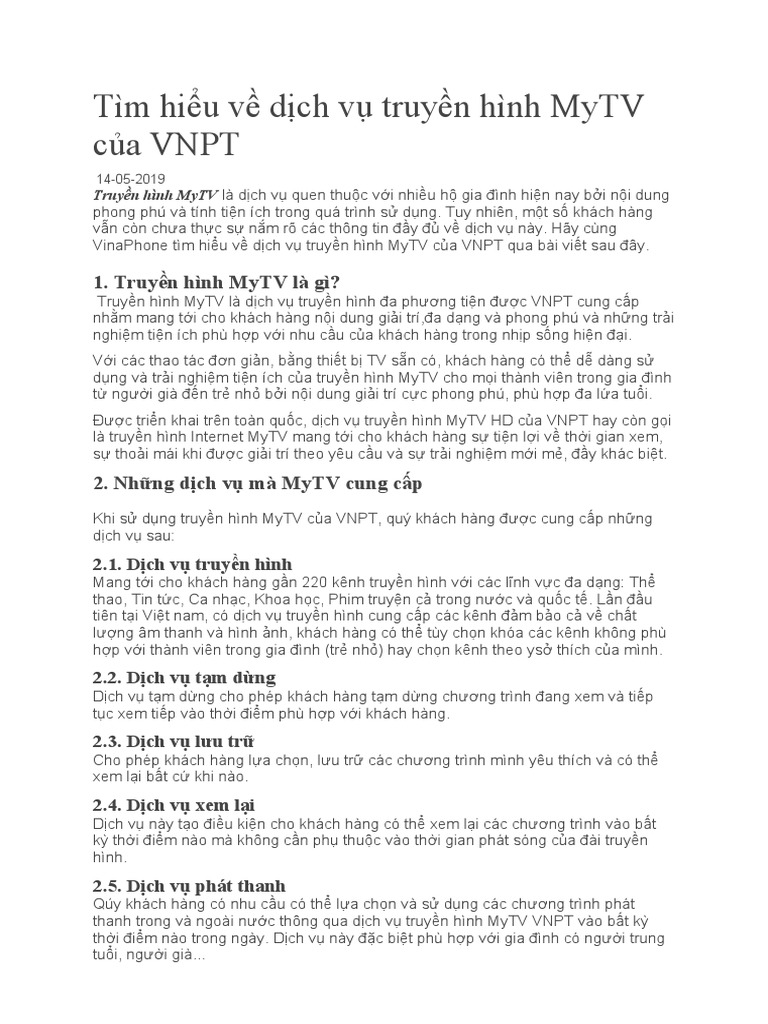Tìm hiểu về dịch vụ truyền hình MyTV của VNPT | PDF