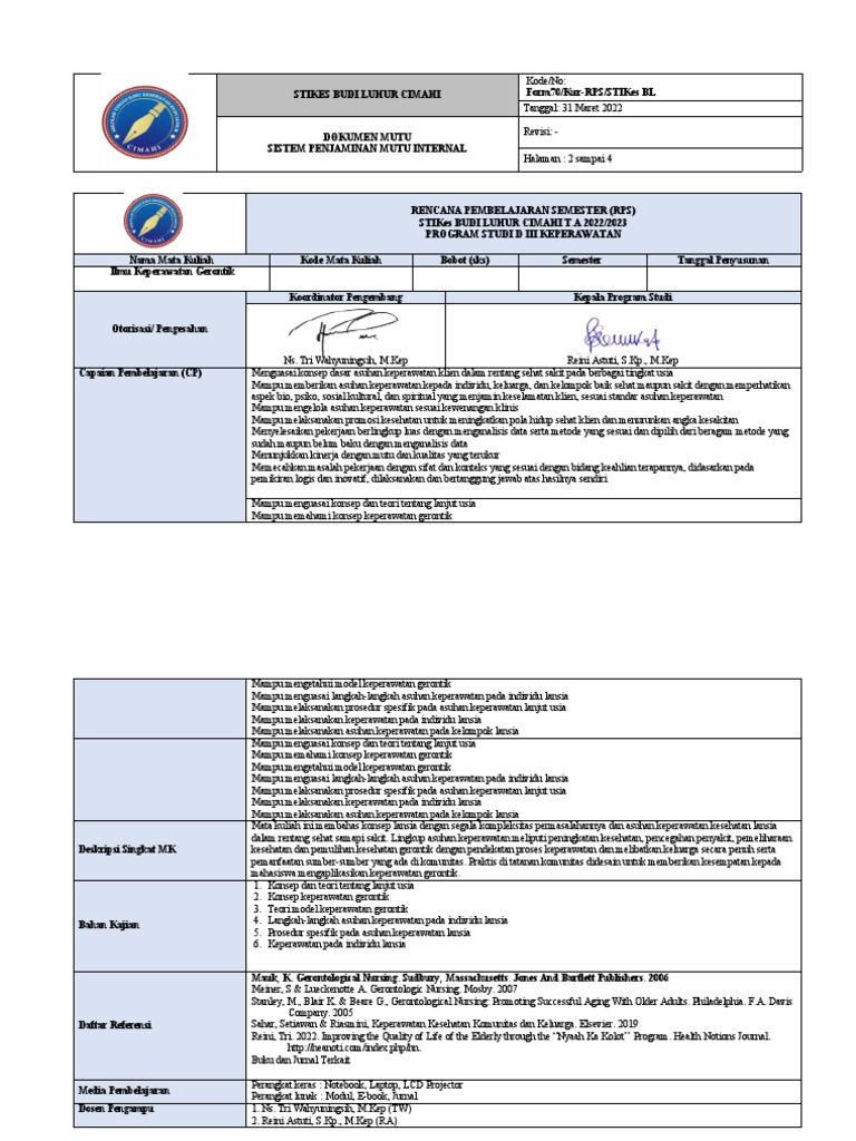 RPS Kep Gerontik D3 Kep 22-23 | PDF