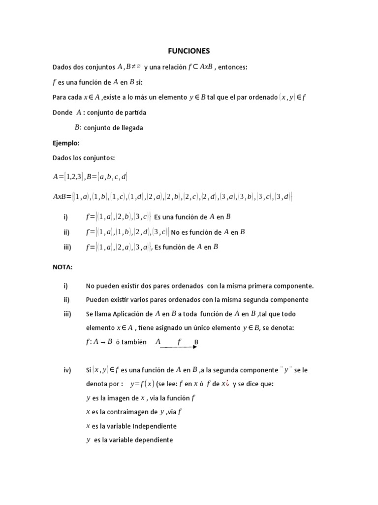 Funciones - Teoría | PDF | Función (Matemáticas) | Lógica matemática