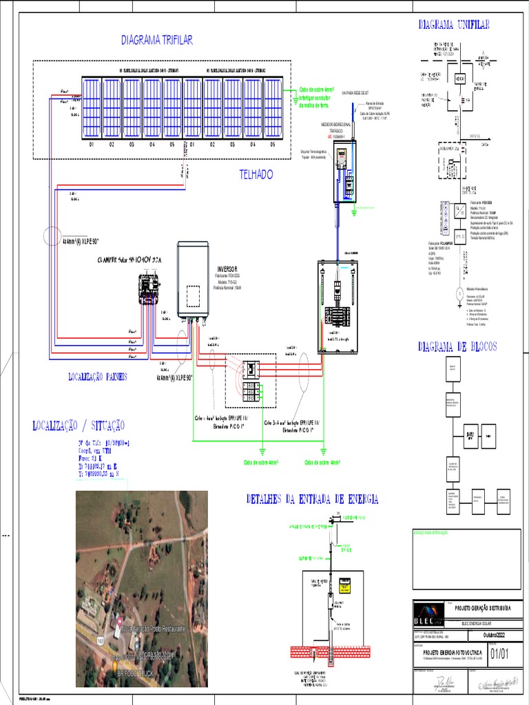Diagrama Trifilar de Sistema Fotovoltaico | PDF | Potência (Física ...