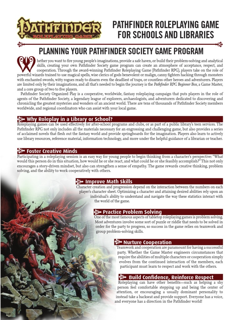 Pathfinder RPG For Schools and Libraries | PDF | Role Playing Games ...