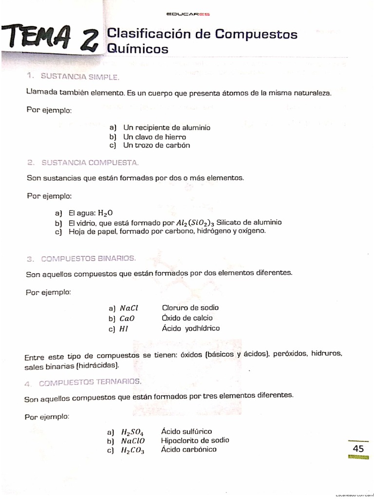 Clasificación de Compuestos Químicos | PDF