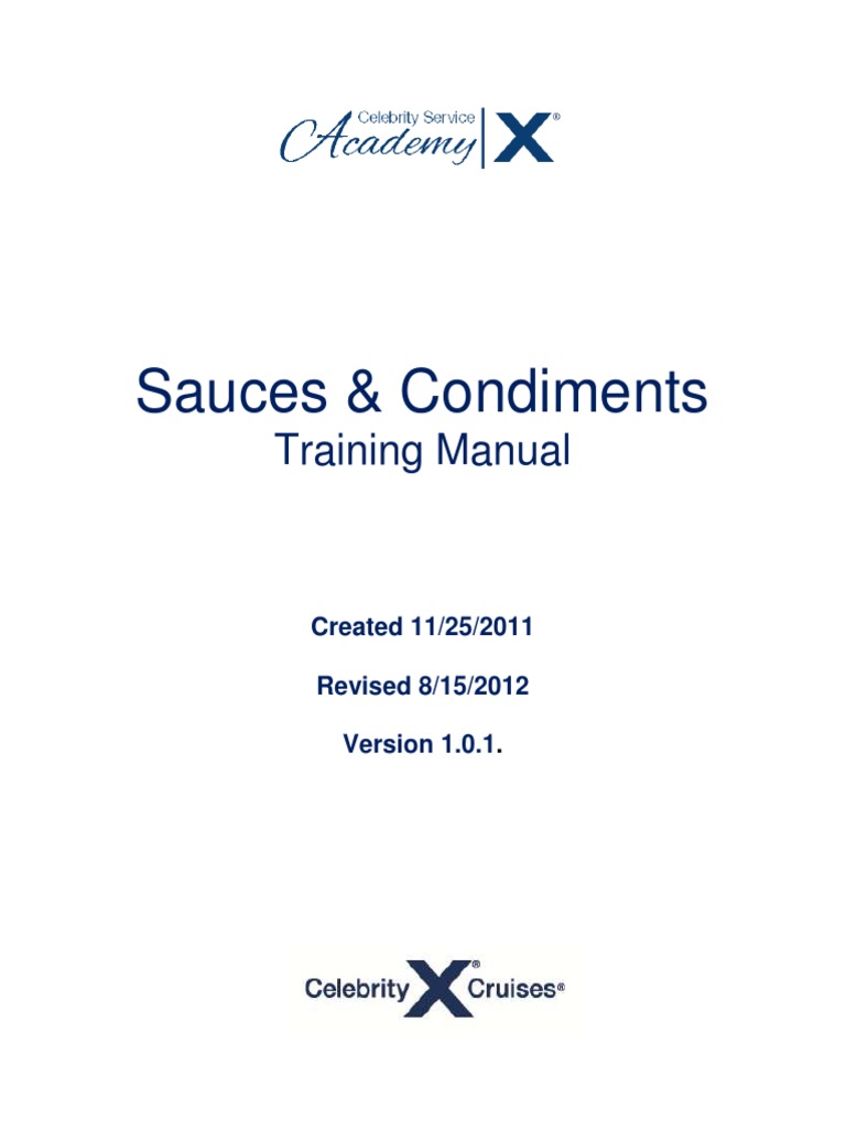 Sauces Training Program 08 2012 | PDF | Mustard (Condiment) | Tomato Sauce
