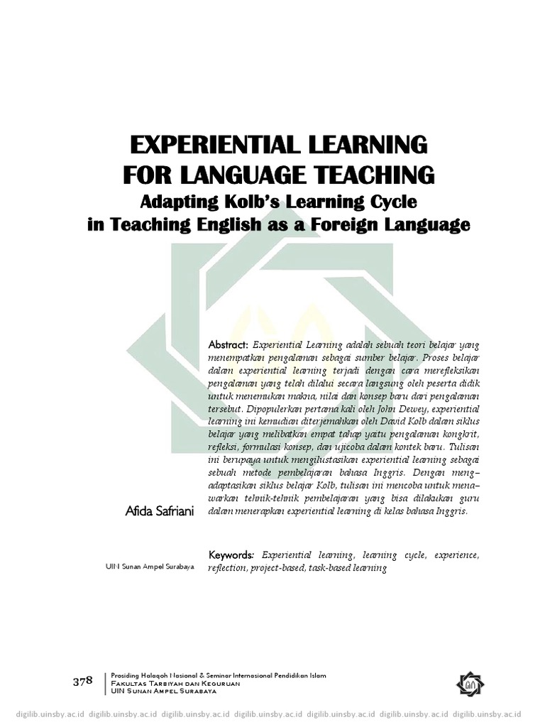 Experiential Learning | PDF | Karier & Perkembangan