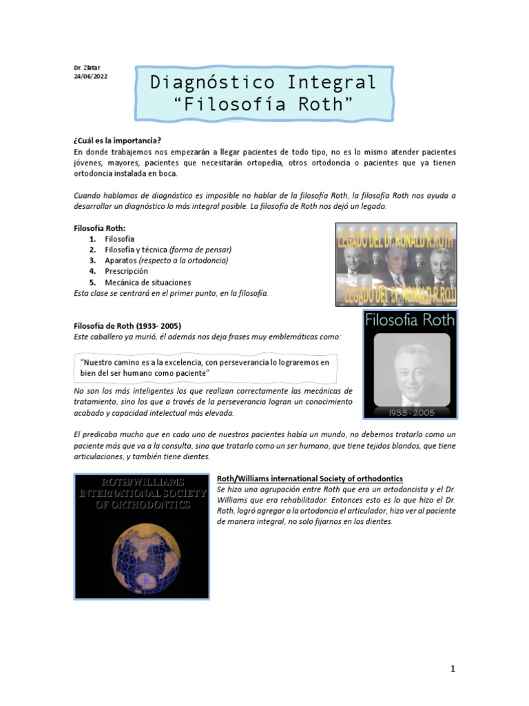 Clase 3 - Diagnostico Integral. Filosofia Roth | PDF | Ortodoncia ...