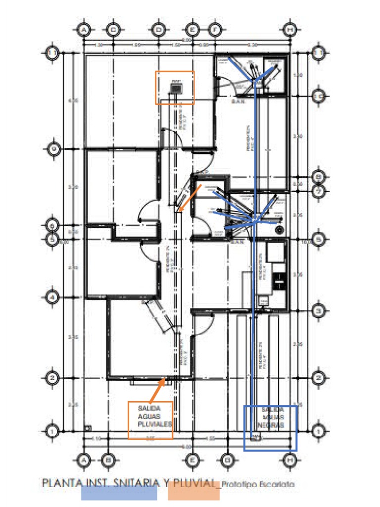 Plano y Analisis de Red Pluvial y Sanitaria Desague | PDF