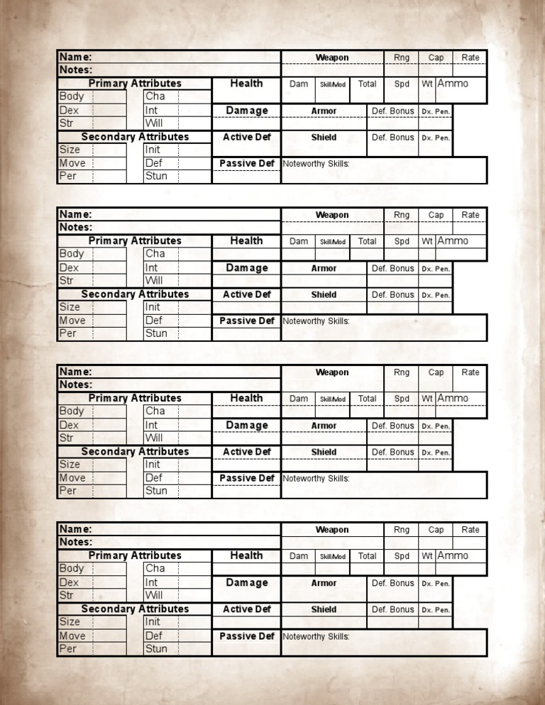 Hex NPC Tracker | PDF
