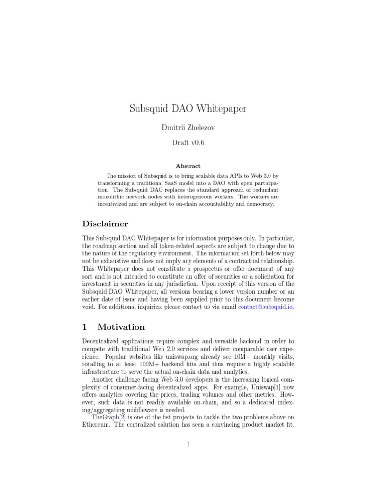 Subsquid Whitepaper v0.6 | PDF | Peer To Peer | Decentralization
