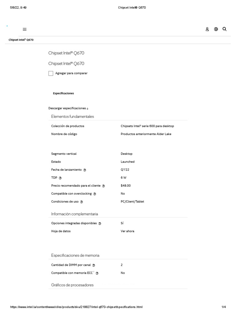 Chipset Intel® Q670 HP Pro g9 | PDF | Microprocesador | USB
