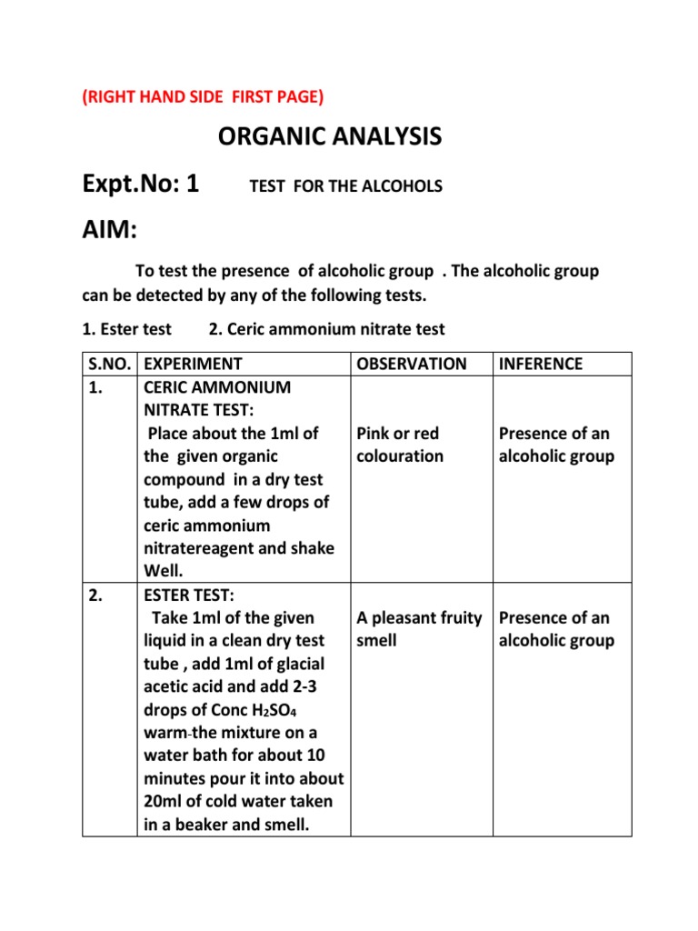 Organic Analysis 1 To 5 | PDF | Sodium Hydroxide | Aldehyde