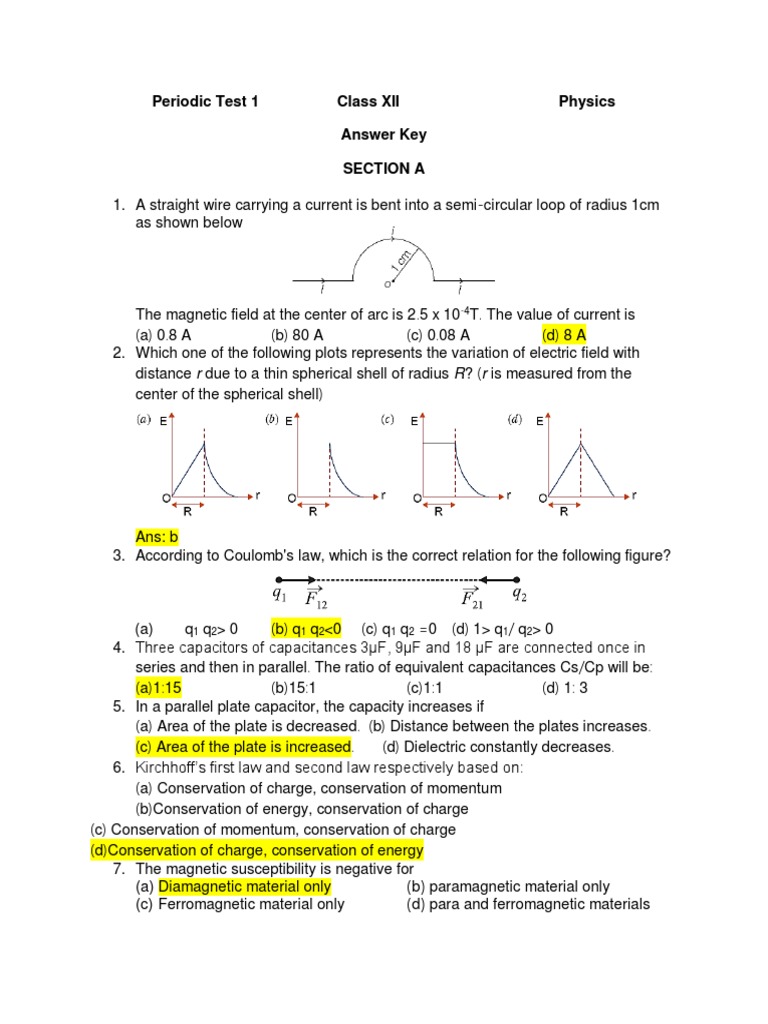 PT Answer Key-1 | PDF | Electrical Resistivity And Conductivity | Capacitor