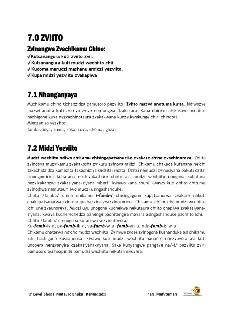 Shona Verb Roots and Extensions | PDF | Languages | Foreign Language ...