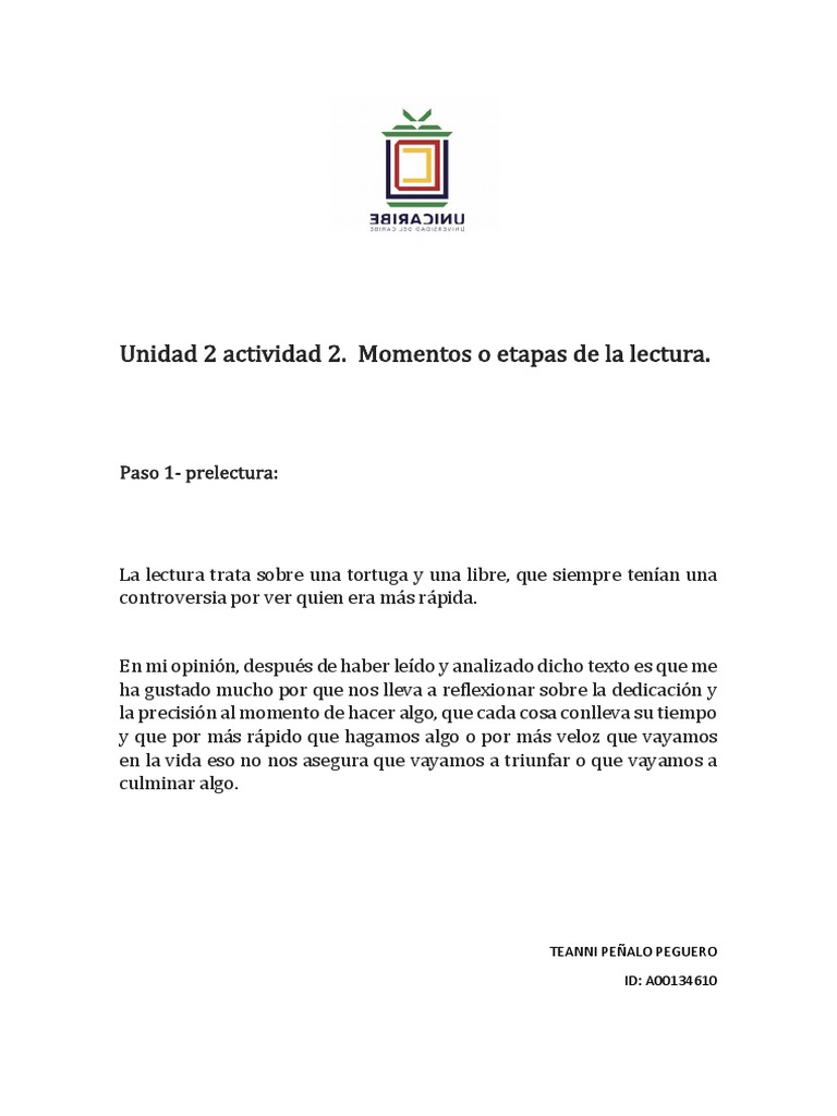 Peñalo Peguero Teanni - Unidad 2. Actividad 2. Momentos o Etapas de La ...
