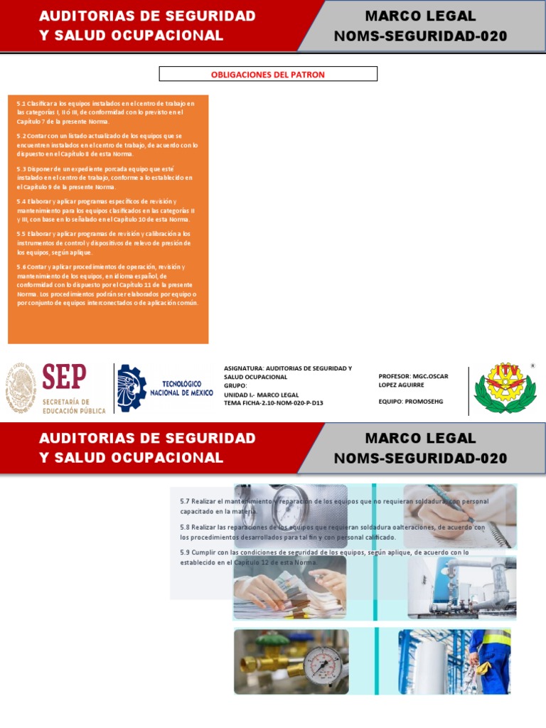 Tarea Info Ficha 2.10 Nom 020 P D13 Promosehg | PDF | Seguridad y salud ocupacional | Calibración