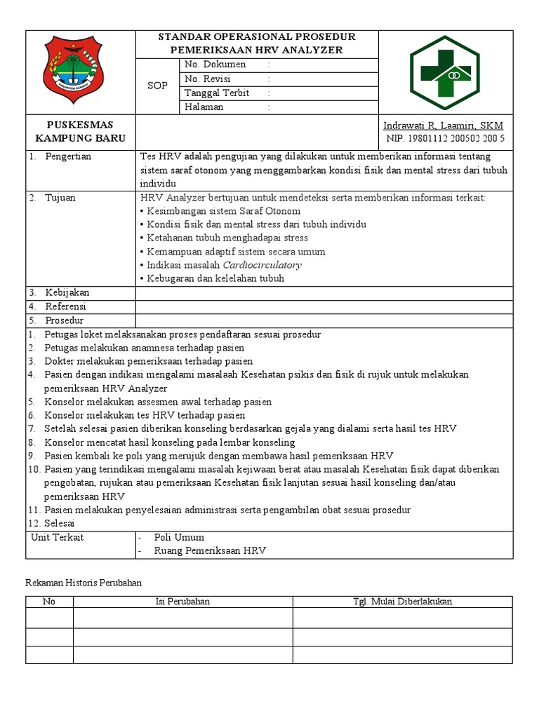 Standar Operasional Prosedur HRV | PDF