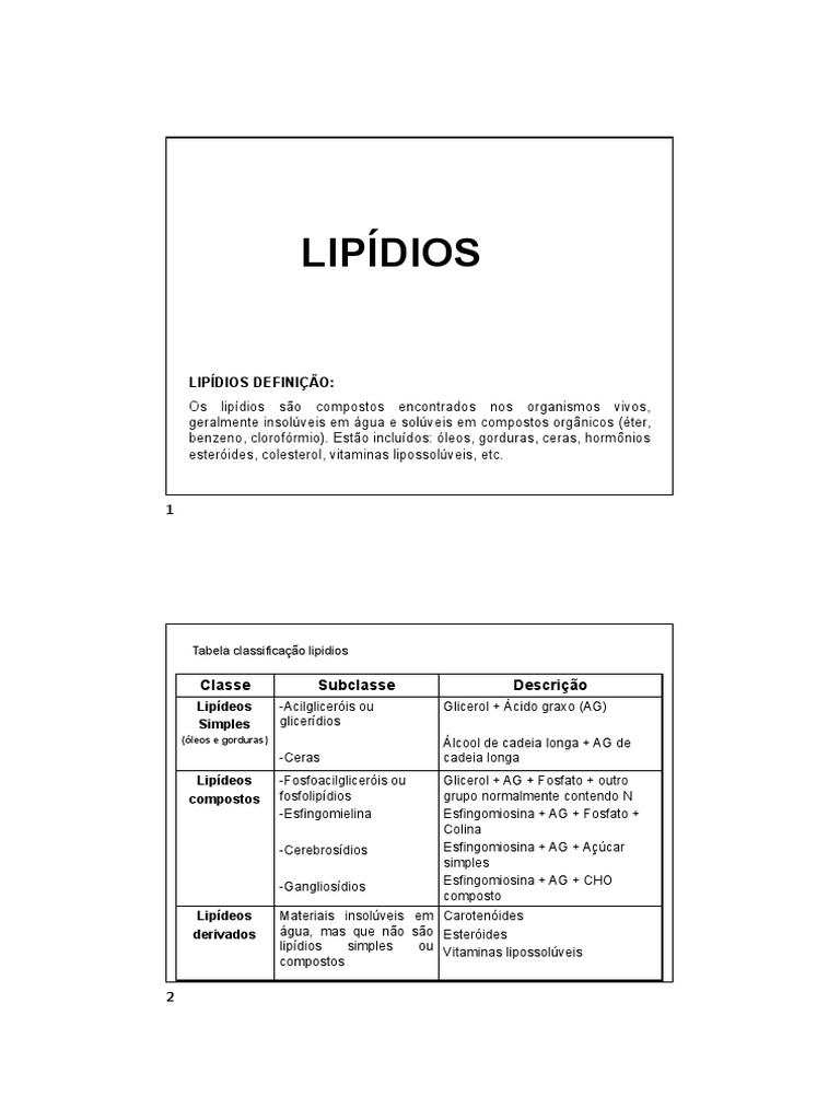 Classificação e Tipos de Lipídios | PDF | Lipídio | Radical (Química)
