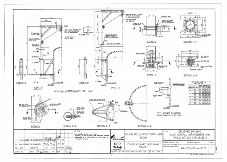 Ag-100-A3c-4-0327-R0 Standard Drawing Davit General Arrangement and ...