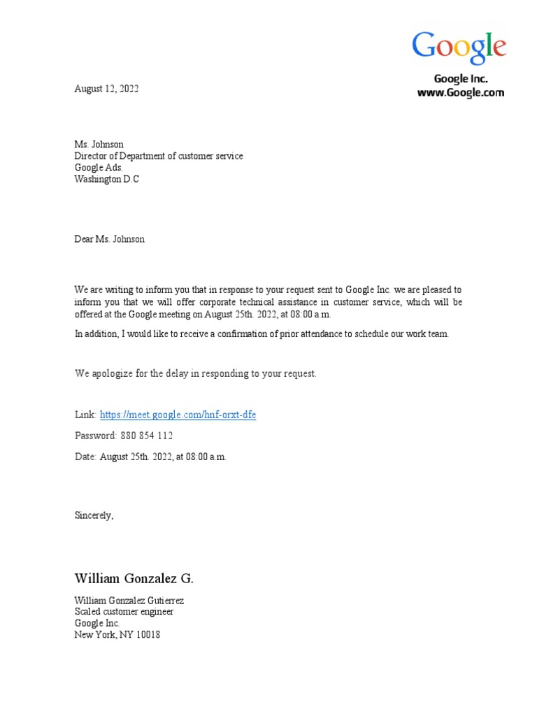 Business Letter Structure Template Will 2 | PDF