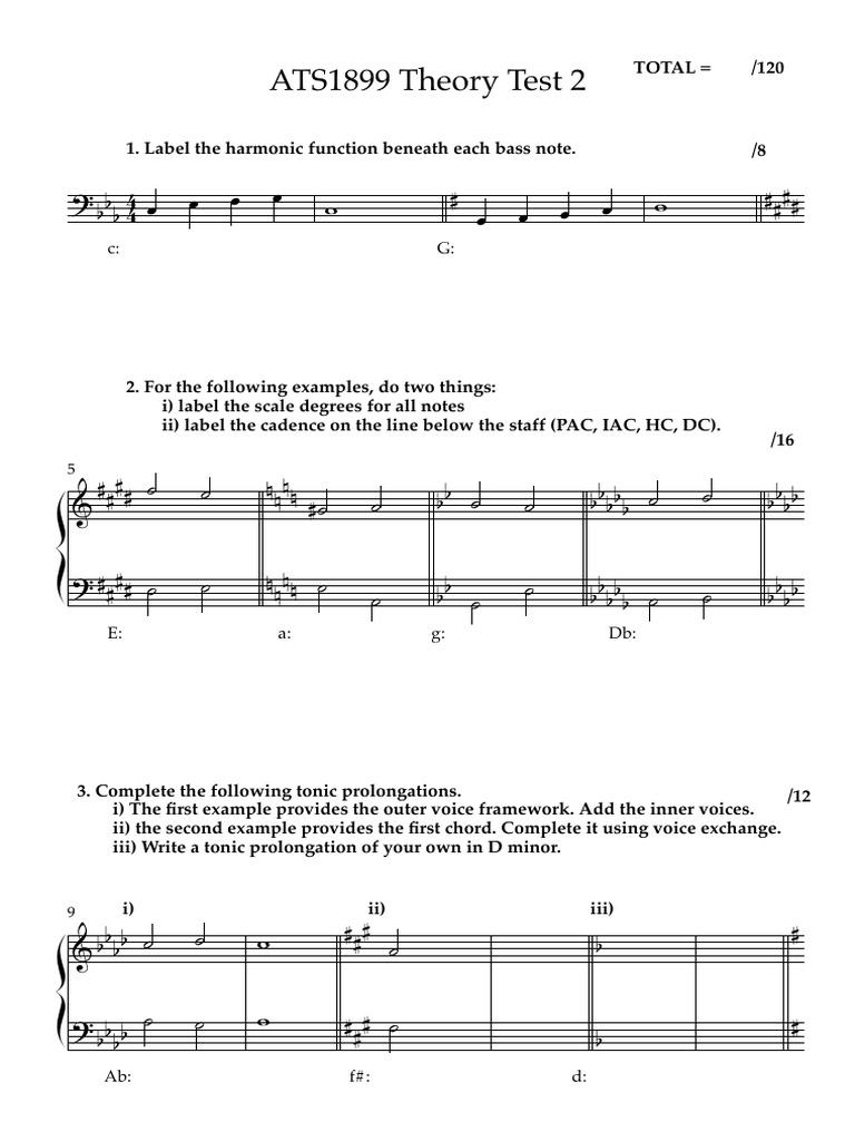 Theory Test 2 | PDF | Pitch (Music) | Musicology