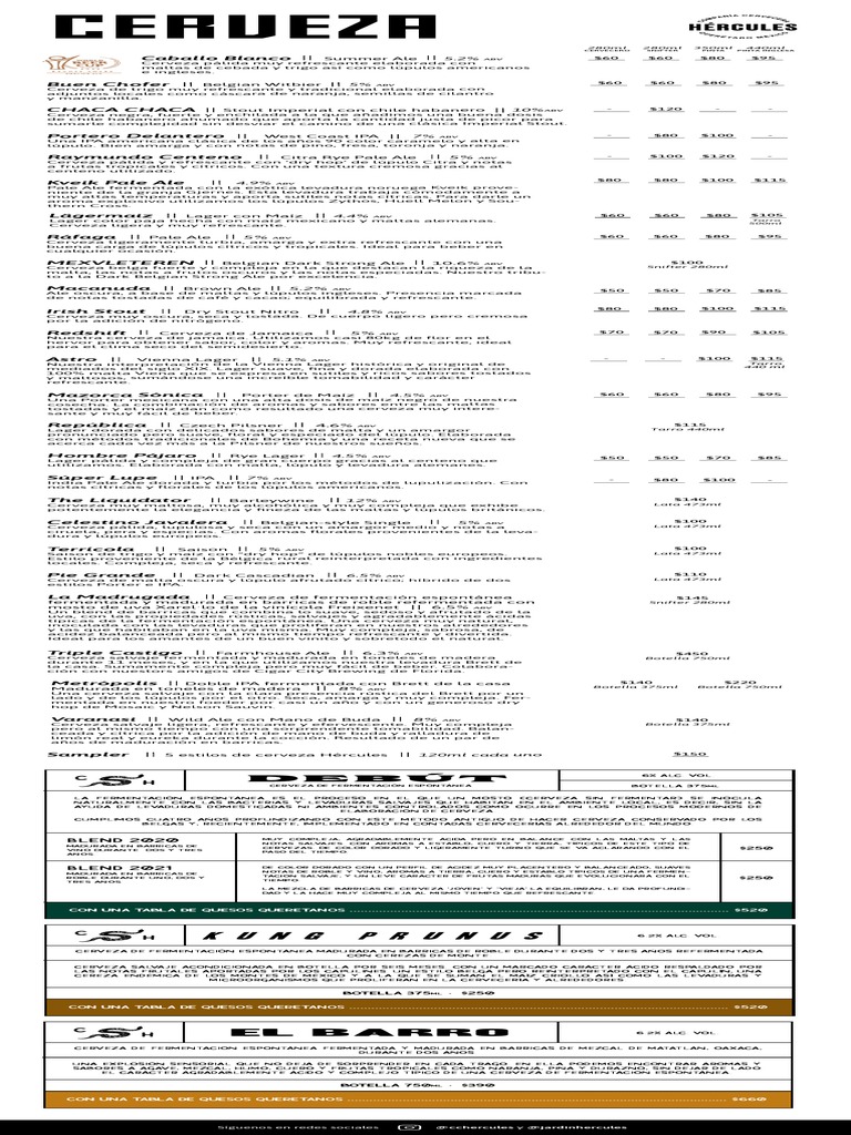 Menu Hércules | PDF | Cerveza inglesa | Cerveza