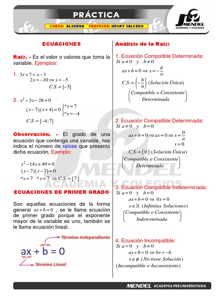 Ecuaciones Práctica Dirigida-14417915570 | PDF | Ecuaciones | Análisis numérico