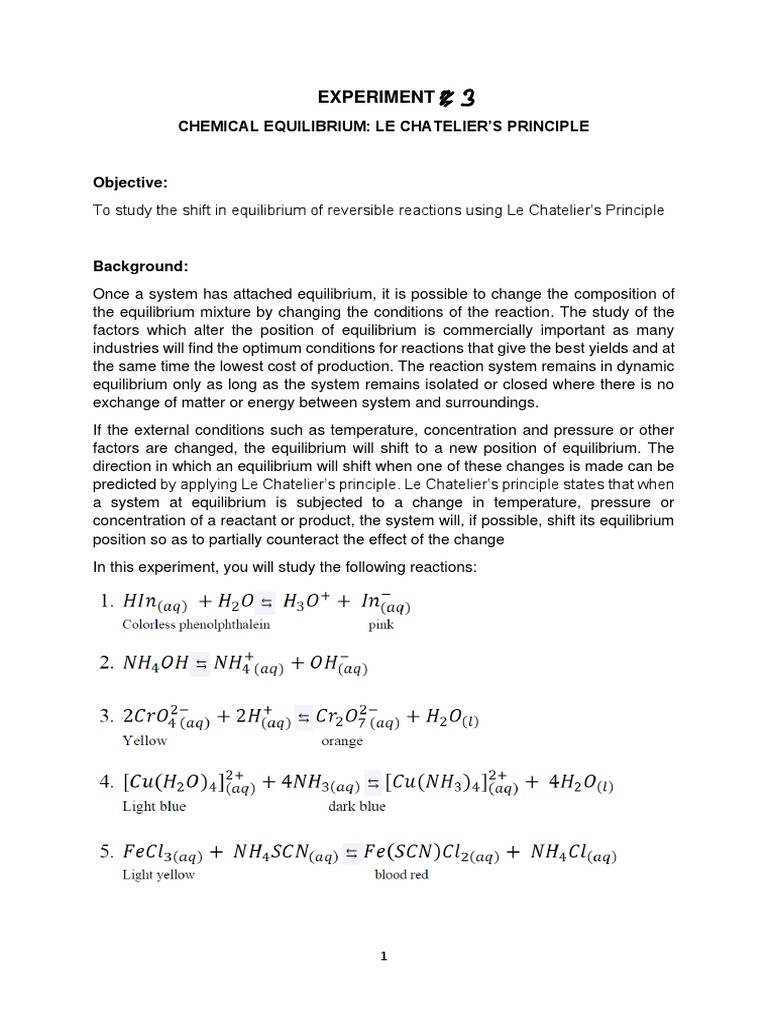 Exp 3 | PDF | Chemical Equilibrium | Continuum Mechanics