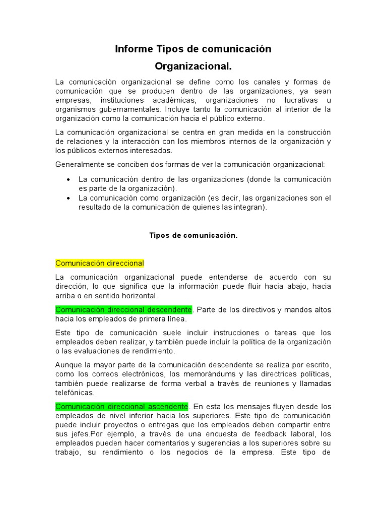 Informe Tipos | PDF | Comunicación | Business