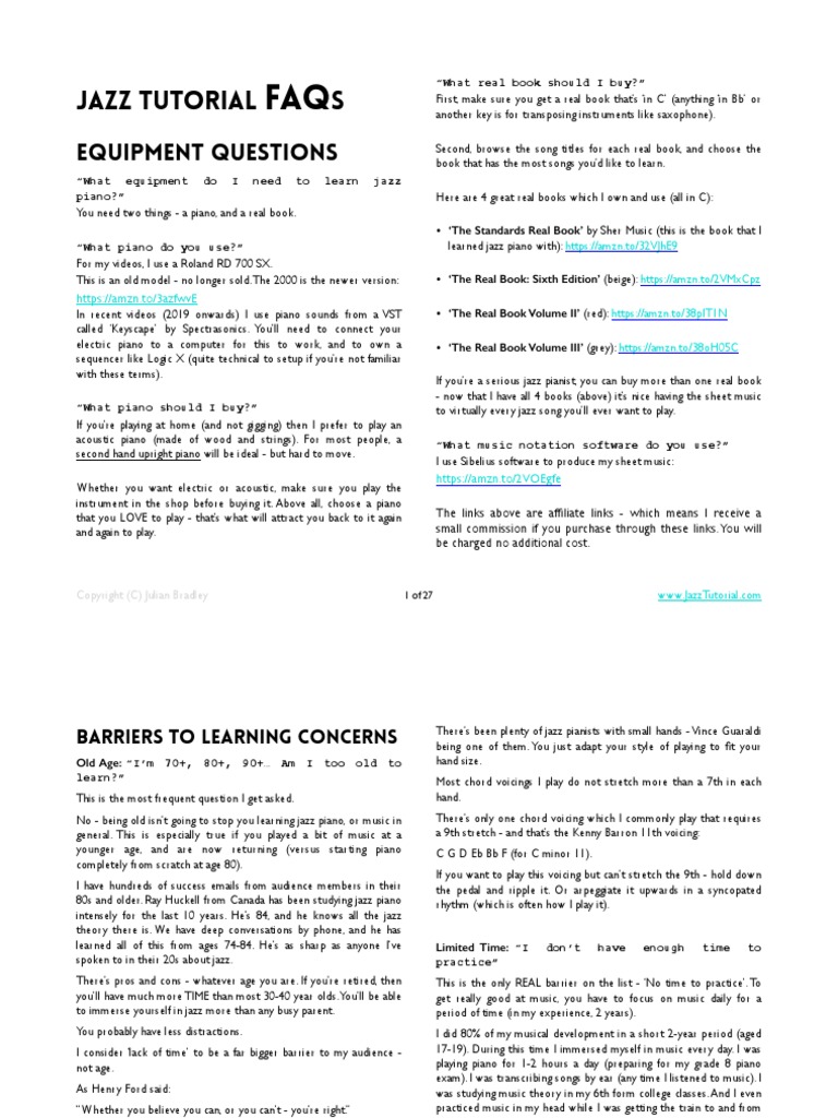 Jazz Tutorial S Faqs Pdf Mode Music Chord Music