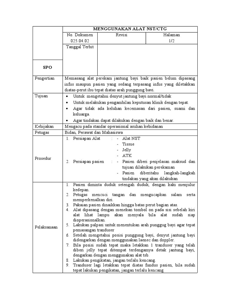 2 Spo Menggunakan Alat NST-CTG | PDF