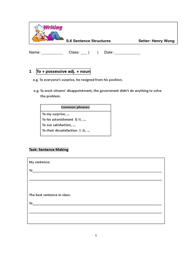 6th Grade Sentence Structure Guide | PDF | Career & Growth | Self ...