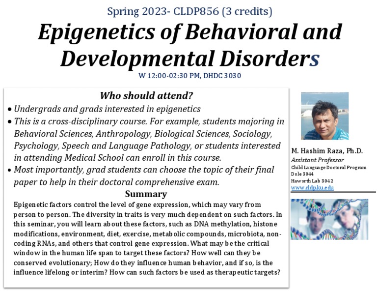 Course in Epigenetics-856 Spring 2023 Flyer | PDF | Self-Improvement ...