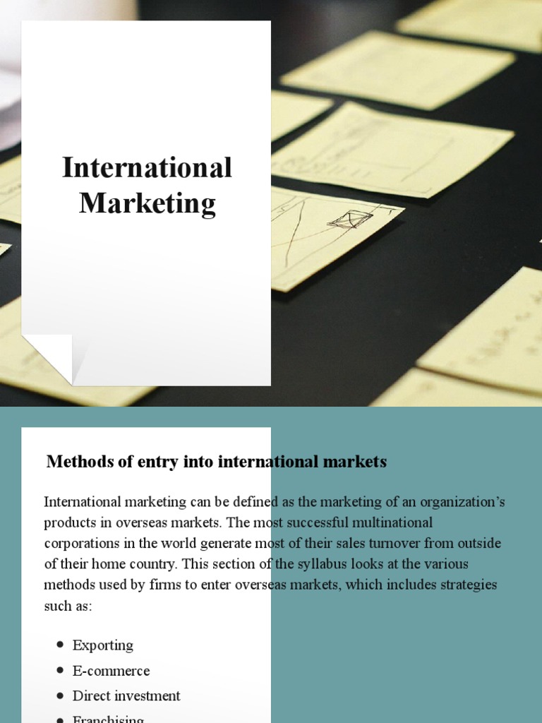 International Marketing 1 | PDF | Franchising | Joint Venture