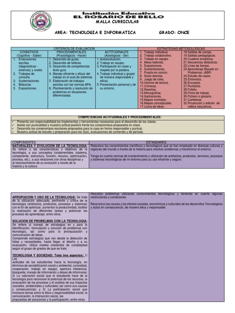 Malla Tecnología e Informatica Once | PDF | Diseño | Microsoft Office