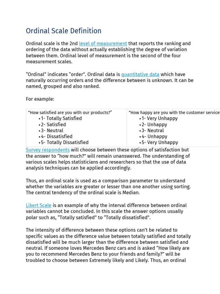 Ordinal Scale - Definition and Lesson | PDF | Level Of Measurement ...