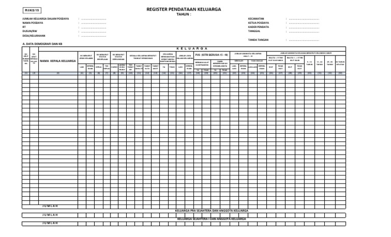 Formulir Pendataan Keluarga r1 Folio Halaman 1 - Compress | PDF