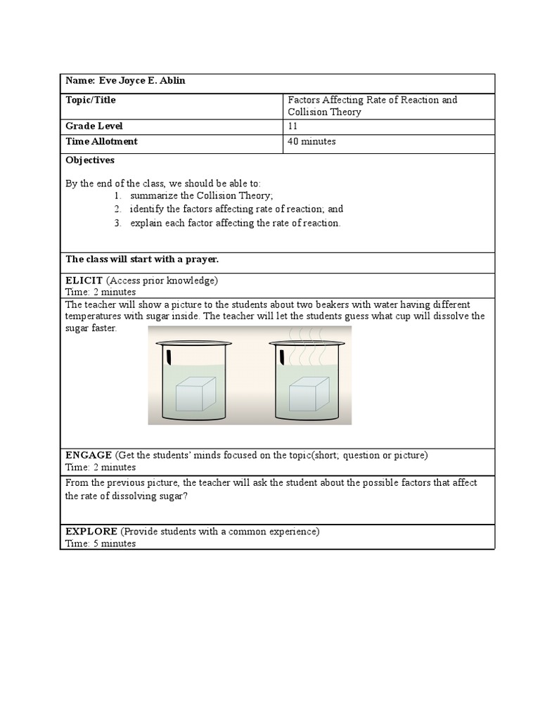Lesson Plan | PDF | Reaction Rate | Chemical Reactions
