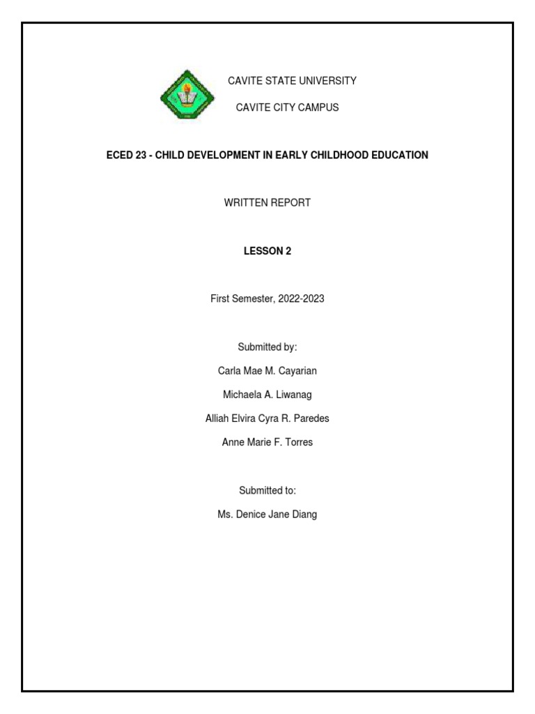 Written - Eced 23 - Lesson 2 | PDF | Prenatal Development | Child ...