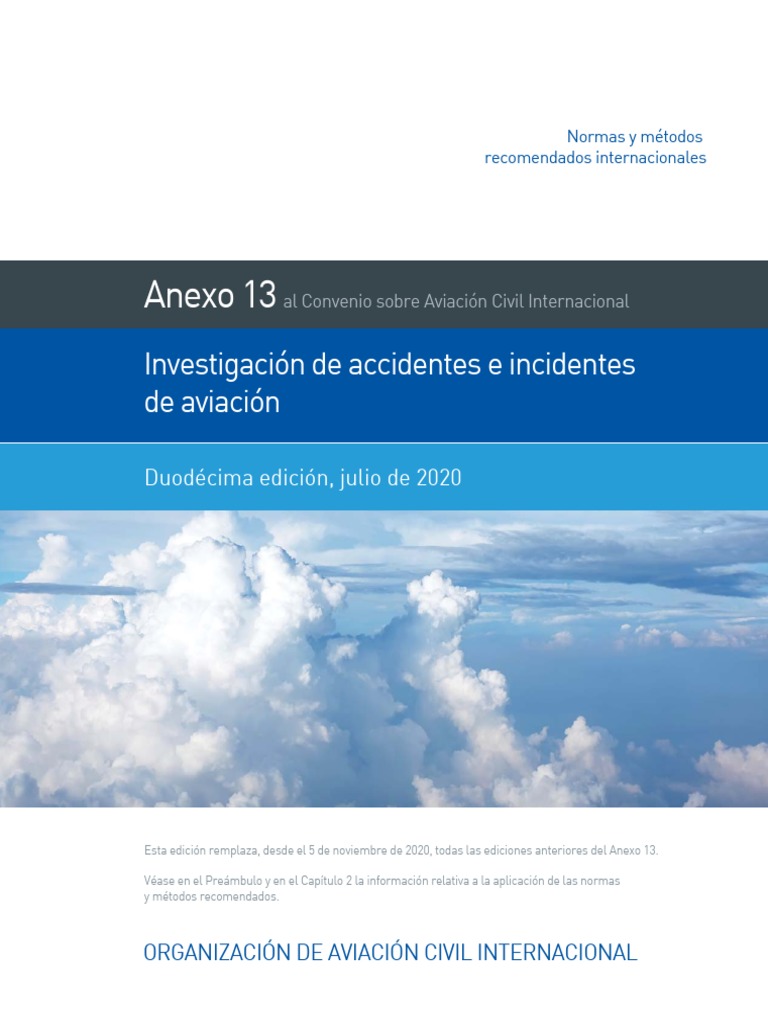 OACI Anexo 13, Edición 12 Jul-2020 | PDF | Tratado | Aviación