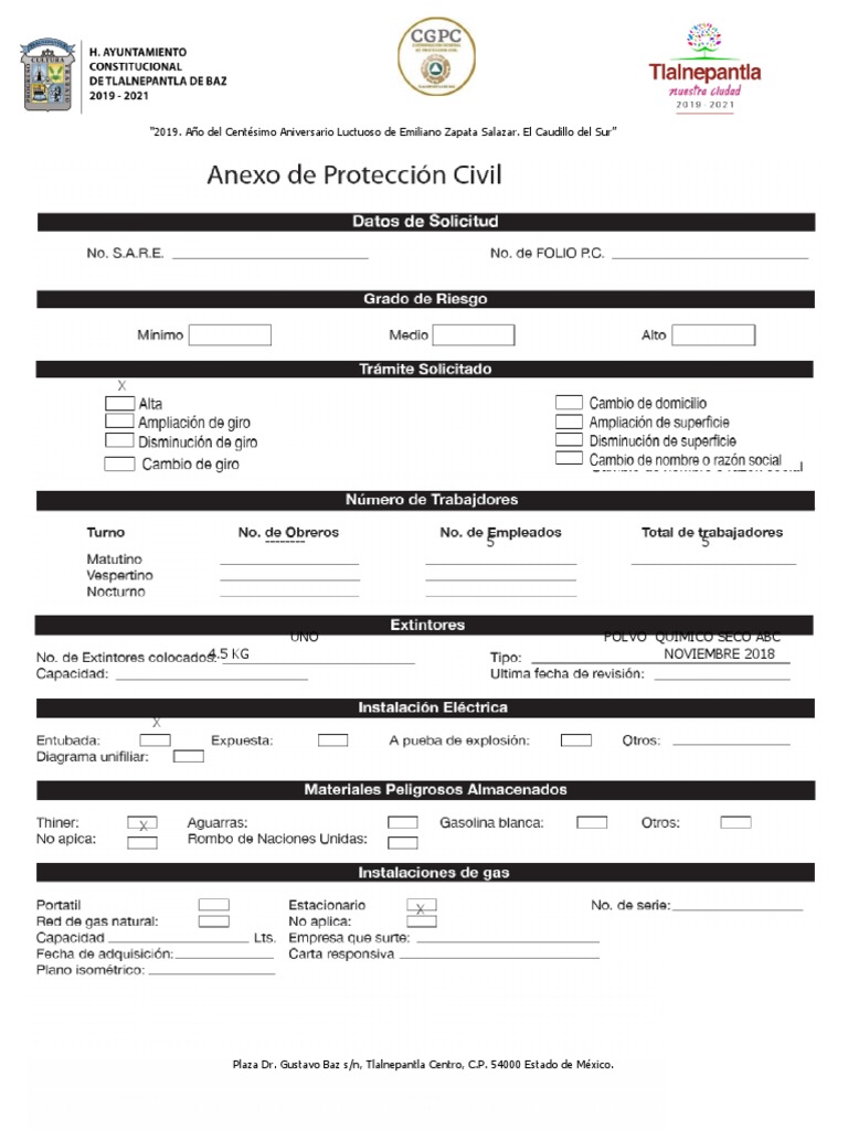 Ejemplo De Dictamen De Proteccion Civil