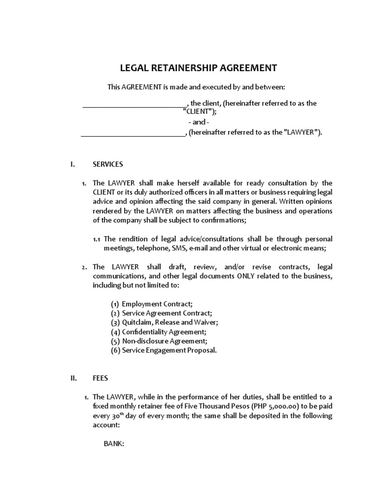 Legal Retainership Agreement Template | PDF | Lawyer | Non Disclosure ...