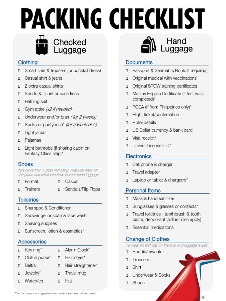 Essential Packing Checklist for Travel | PDF | Clothing | Fashion