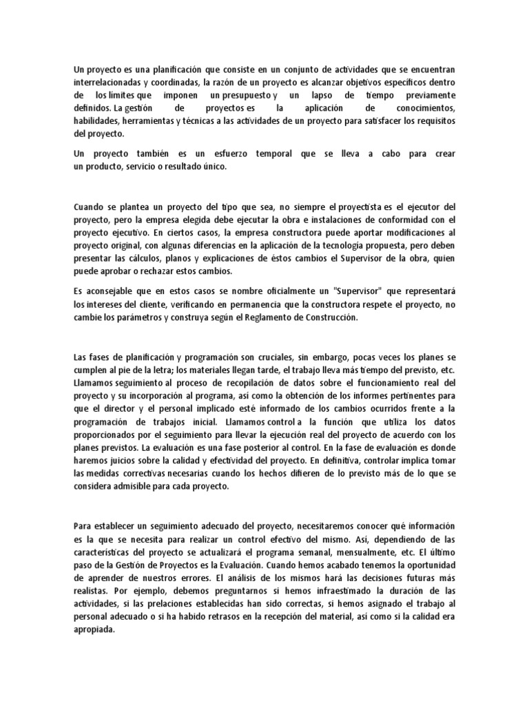 Supervisión y Revisión Del Proyecto | PDF | Planificación | Economias