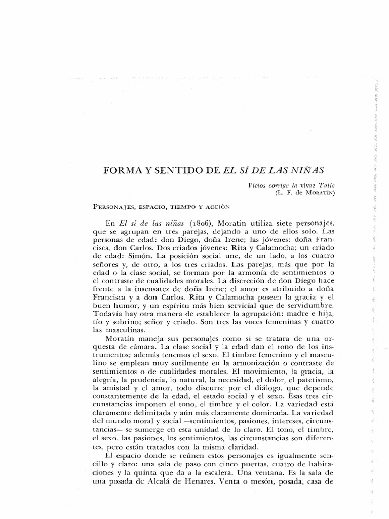 Forma y Sentido de El Si de Las Ninas | PDF | Arte | Ficción general