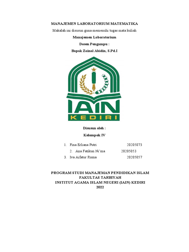 K. 4 Manajemen Laboratorium Matematika | PDF