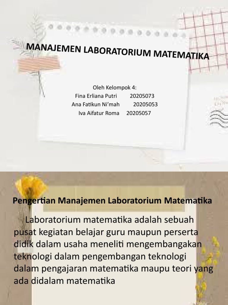 Kel 4. MANAJEMEN LABORATORIUM MATEMATIKA | PDF