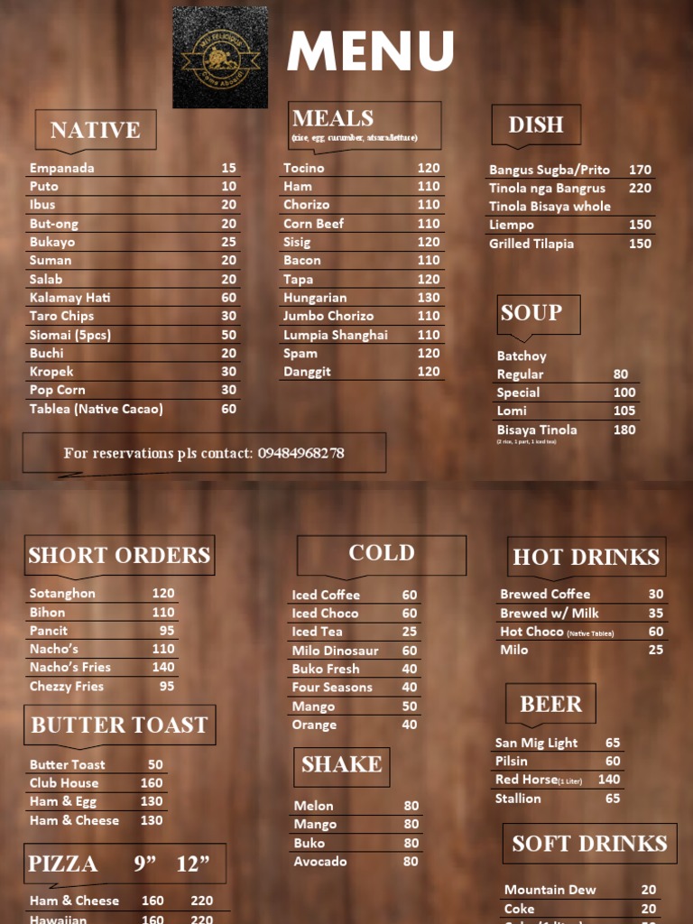 Menu | PDF | Drink | Food And Drink Preparation